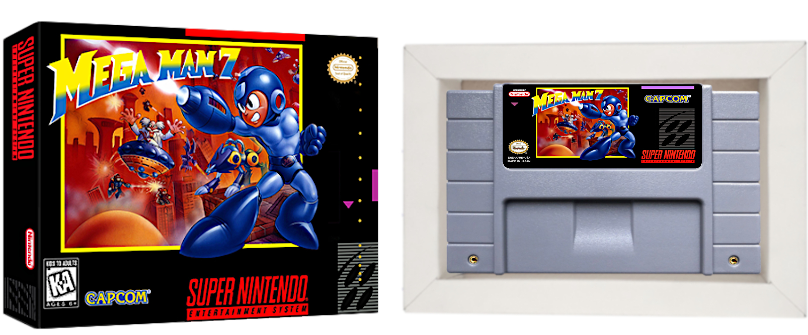 Cartucho de Super Nintendo Mega Man 7 com Caixa e Berço