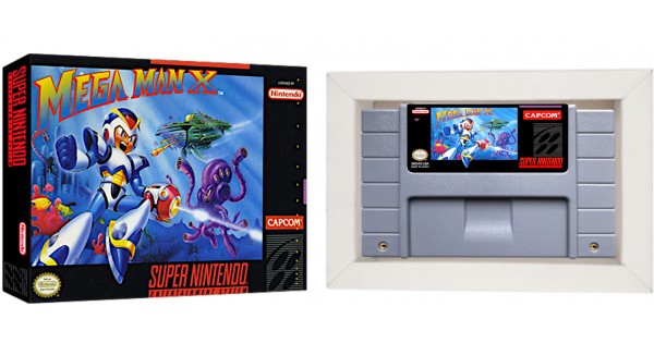 Cartucho de Super Nintendo Mega Man X com Caixa e Berço