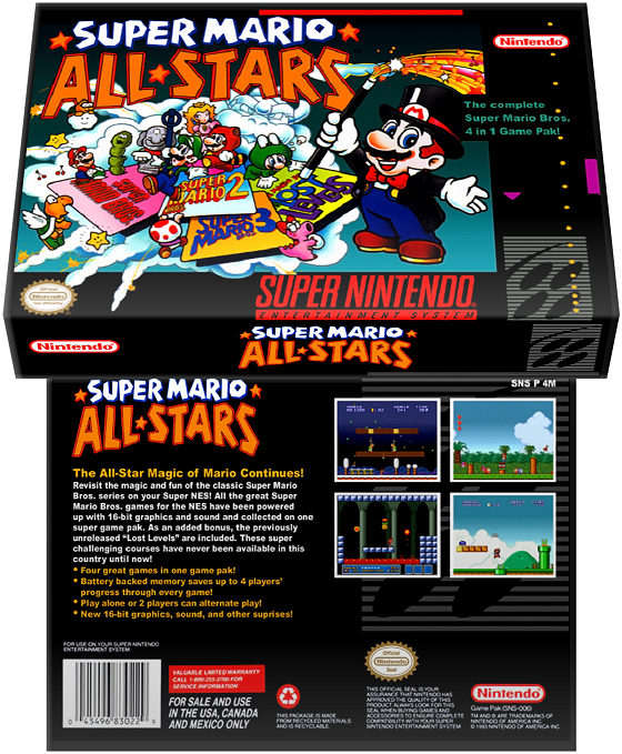 Caixa Box de Cartucho de Super Nintendo Super Mario All-Stars