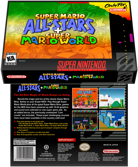 Caixa Box de Cartucho de Super Nintendo Super Mario All-Stars + Super ...